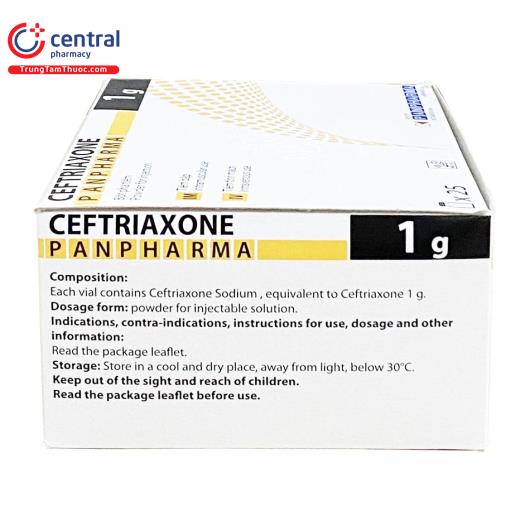 [CHÍNH HÃNG] Thuốc Ceftriaxone Panpharma 1g điều trị viêm màng não