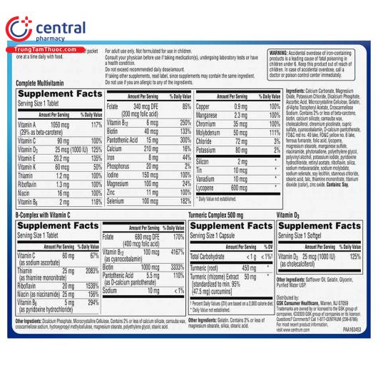 [CHÍNH HÃNG] Thuốc Centrum Wellness Packs Men 20+: Bổ sung vitamin