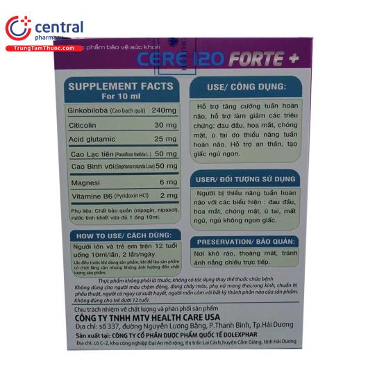 [CHÍNH HÃNG] Thuốc Cere 120 Forte+ cải thiện tuần hoàn não