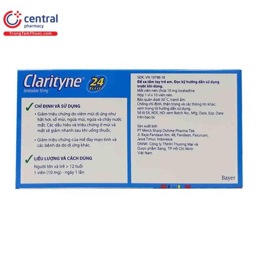 Thuốc dị ứng Clarityne (Loratadine 10mg) viên nén: chỉ định, giá bán