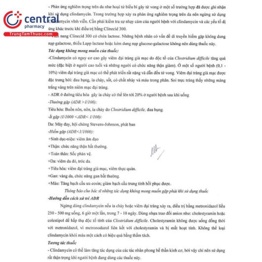 Thuốc Clinecid 300mg: tác dụng, cách dùng và lưu ý sử dụng