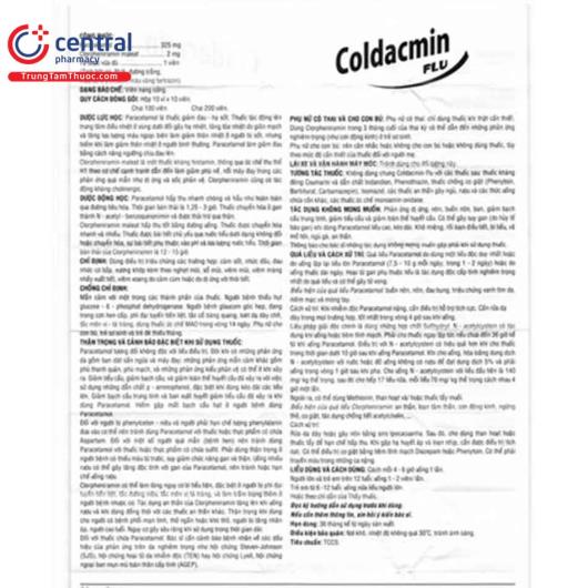 Thuốc Coldacmin Flu (Hộp 10 vỉ x 10 viên) - thuốc đặc trị cảm cúm