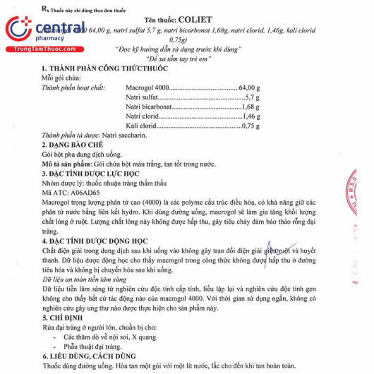 [CHÍNH HÃNG] Thuốc Coliet điều trị táo bón, làm rỗng đại tràng