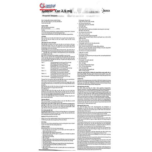Thuốc Concor COR 2.5mg (Bisoprolol): thuốc điều trị suy tim