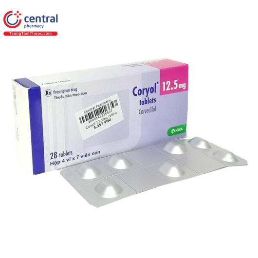 Thuốc Coryol 12,5mg -Thuốc điều trị tăng huyết áp, suy tim sung huyết