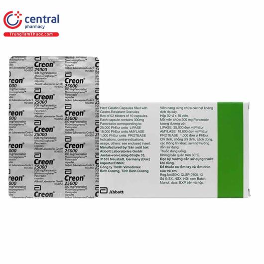 Thuốc Creon 25000: tác dụng, liều dùng và lưu ý khi sử dụng