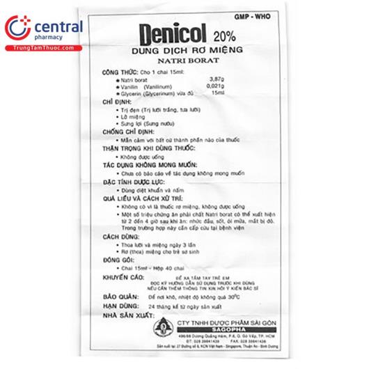 Thuốc Denicol 20 % - Dung dịch rơ lưỡi cho trẻ sơ sinh