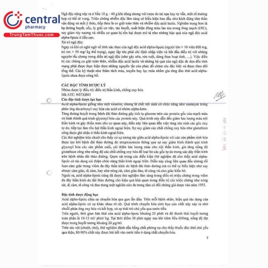 Thuốc Deplin 600mg điều trị tiểu đường, viêm đa dây thần kinh