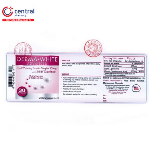 [CHÍNH HÃNG] Derma White Advanced - Dưỡng trắng từ sâu bên trong