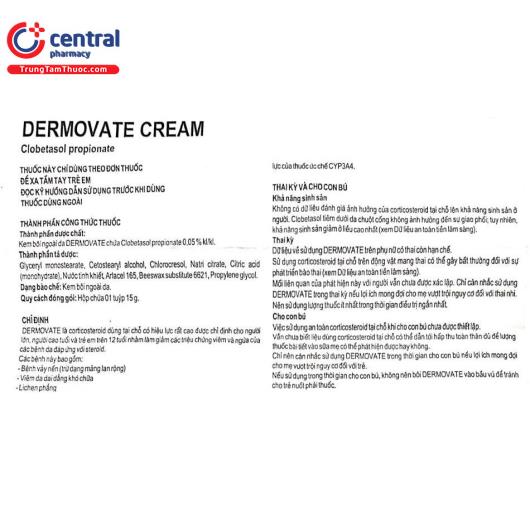 Thuốc Dermovate Cream 15g - Thuốc điều trị chàm, lichen, tổ đỉa