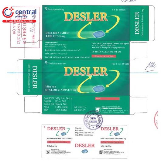 Thuốc Desler điều trị viêm mũi dị ứng do thời tiết hoặc quanh năm