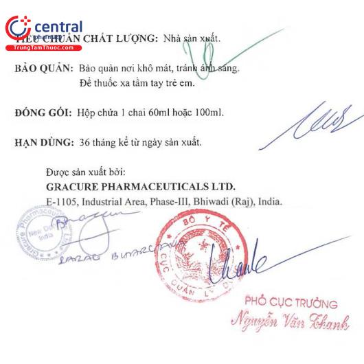 Thuốc Destacure 2.5mg/5ml: Công dụng, liều dùng, chống chỉ định