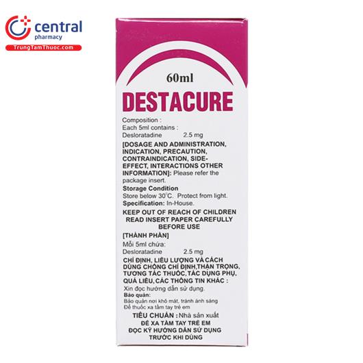 Thuốc Destacure 2.5mg/5ml: Công dụng, liều dùng, chống chỉ định