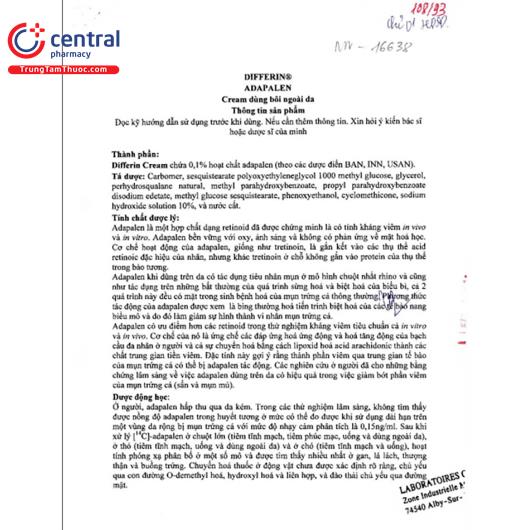 Thuốc Differin Cream 0.1% - Adapalene điều trị mụn trứng cá