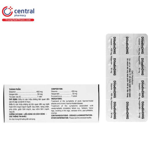 Thuốc Dilodin DHG điều trị bệnh trĩ và suy giãn tĩnh mạch hiệu quả