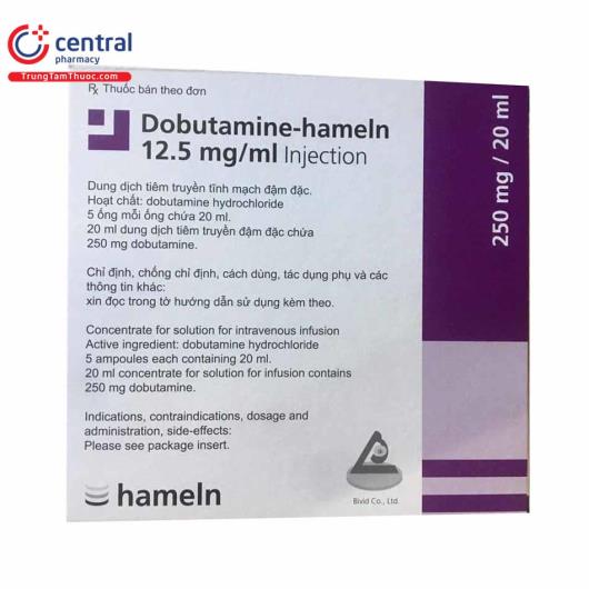 [CHÍNH HÃNG] Thuốc Dobutamine-hamelm 12.5mg/ml tác dụng lên tim
