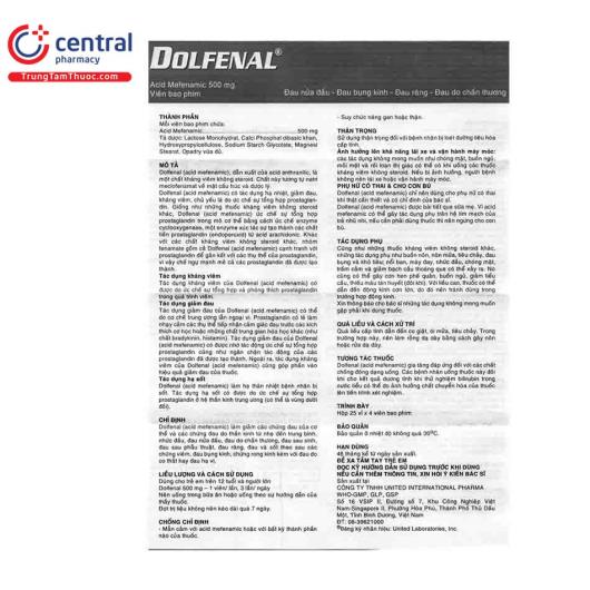 [CHÍNH HÃNG] Thuốc Dolfenal 500mg giảm đau nhanh, chống viêm, hạ sốt