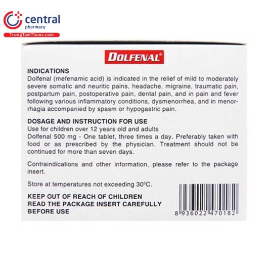 [CHÍNH HÃNG] Thuốc Dolfenal 500mg giảm đau nhanh, chống viêm, hạ sốt