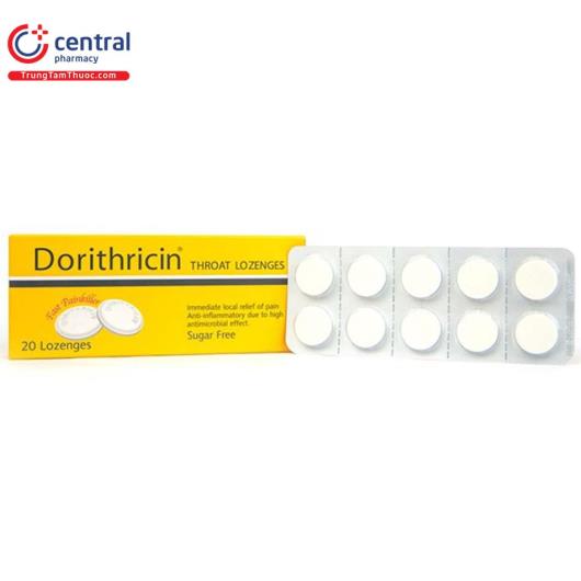 Thuốc Dorithricin hộp 20 viên - thuốc ngậm trị đau họng hiệu quả