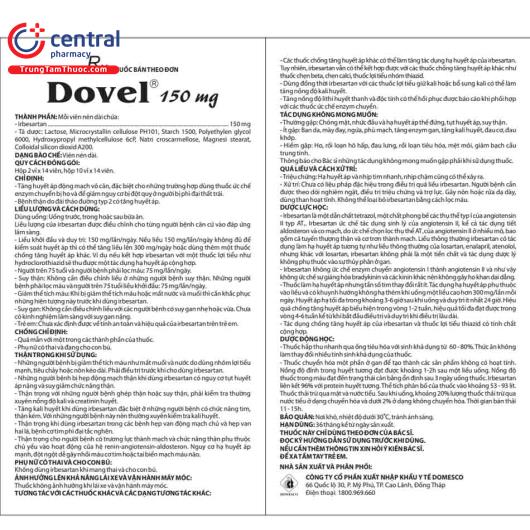 [CHÍNH HÃNG] Thuốc Dovel 150mg - điều trị tăng huyết áp