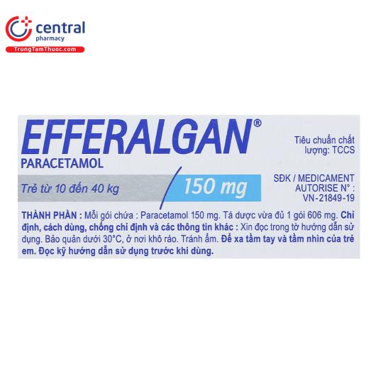 Thuốc Efferalgan (Paracetamol150mg) - Pháp: công dụng, liều dùng