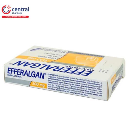 Viên nhét hậu môn hạ sốt giảm đau Efferalgan 300mg cho trẻ 3 đến 9 tuổi