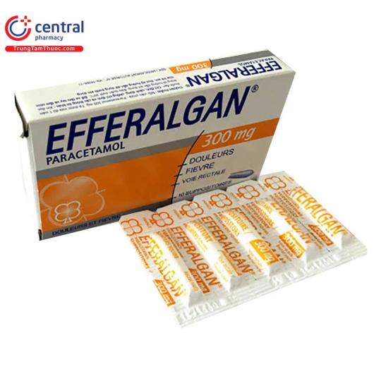 Viên nhét hậu môn hạ sốt giảm đau Efferalgan 300mg cho trẻ 3 đến 9 tuổi