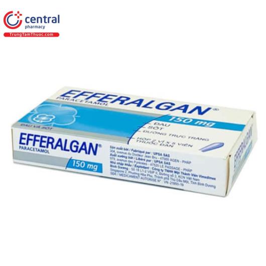 Thuốc đặt hậu môn Efferalgan 150mg hạ sốt, giảm đau nhanh cho trẻ