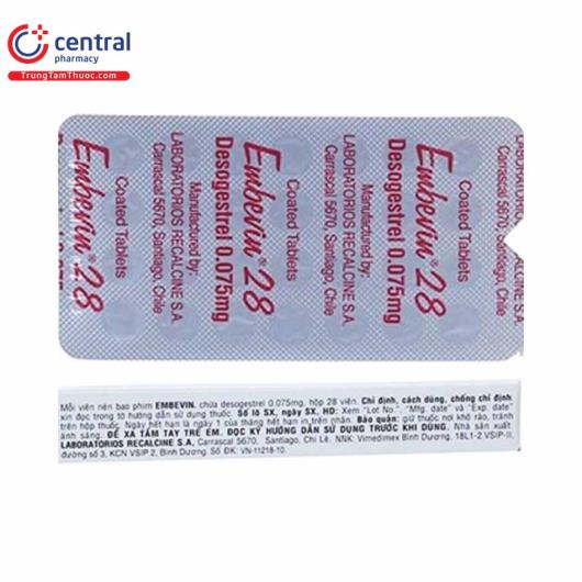 Thuốc tránh thai hàng ngày Embevin 28 dùng cho phụ nữ cho con bú