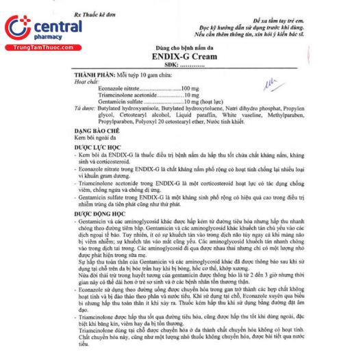 Thuốc Endix-G Cream 10g - Điều trị nấm da , viêm da cơ địa