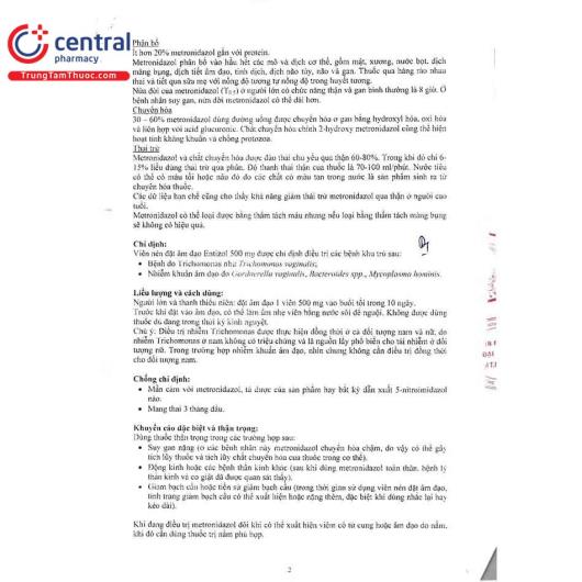 Thuốc Entizol 500mg: công dụng, cách dùng, lưu ý khi sử dụng