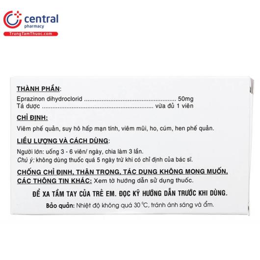 [CHÍNH HÃNG] Thuốc Eprazinone Mebiphar 50mg long đờm đặc nhanh chóng