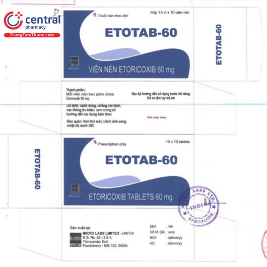 Thuốc Etotab-60 điều trị bệnh viêm khớp dạng thấp, viêm xương khớp