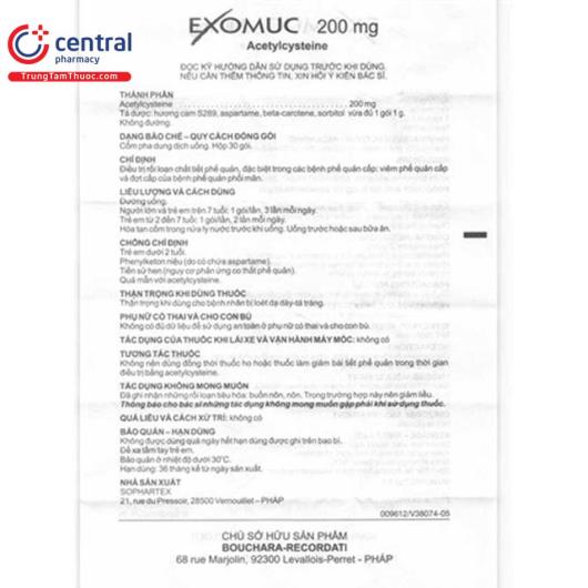 [CHÍNH HÃNG] Thuốc Exomuc 200mg điều trị viêm phổi, viêm phế quản