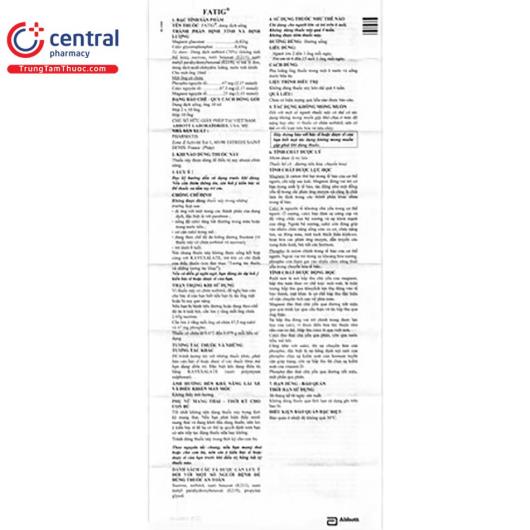 Thuốc Fatig - Điều trị cơ thể suy nhược chức năng