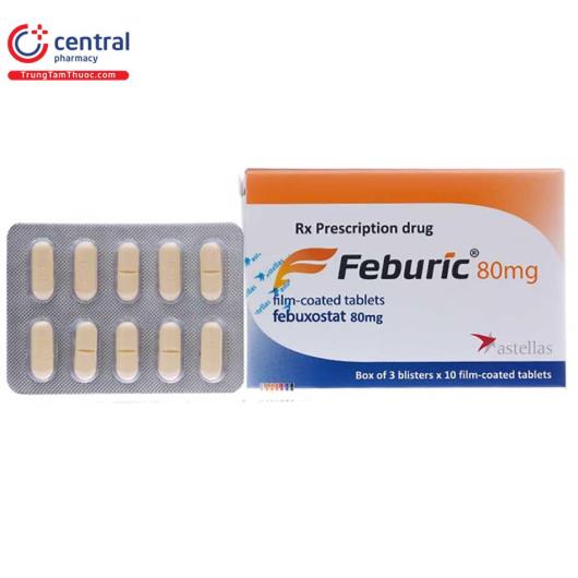 Thuốc trị Gout Feburic 80mg: tác dụng, liều dùng, tương tác thuốc