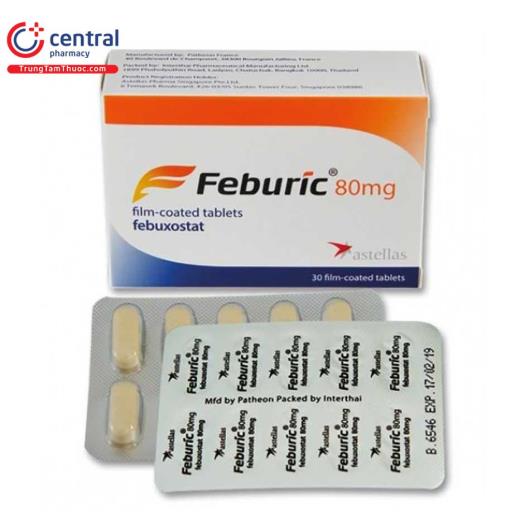 Thuốc trị Gout Feburic 80mg: tác dụng, liều dùng, tương tác thuốc