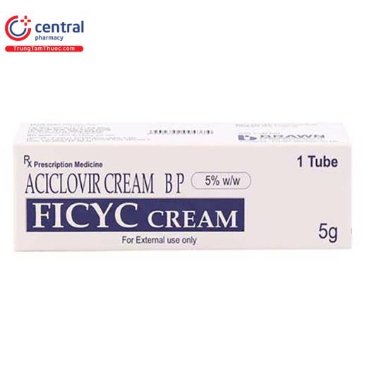 Thuốc Ficyc Cream (Acyclovir 5g): tác dụng, liều dùng, cách dùng
