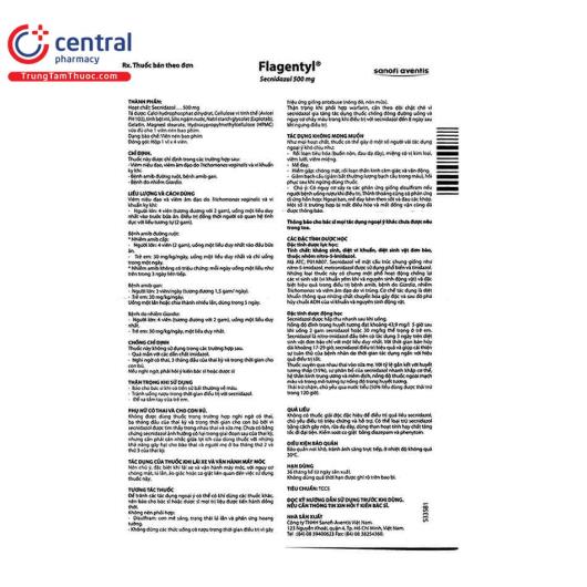 Thuốc Flagentyl 500mg - Thuốc điều trị amip gan và viêm âm đạo