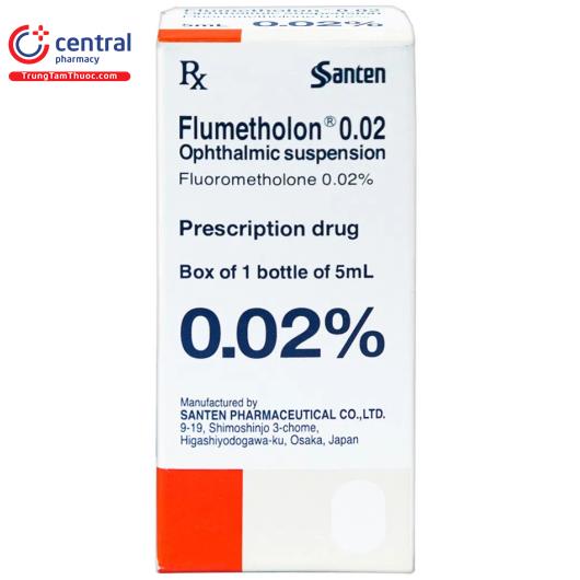 Thuốc nhỏ mắt Flumetholon 0,02% 5ml Santen trị viêm bờ mi