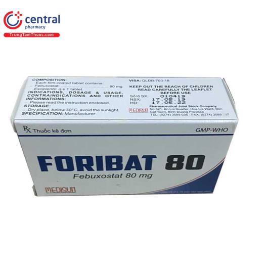 Thuốc Foribat 80 trị Gout do tăng lượng acid uric trong máu mạn tính