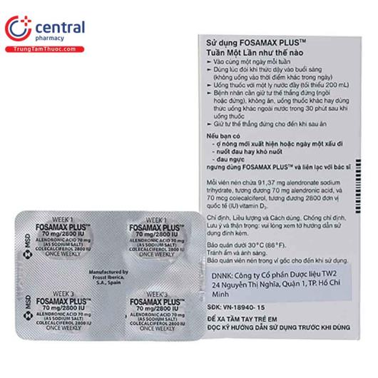 Thuốc Fosamax Plus 70mg/2800IU tăng cường sức khỏe xương khớp