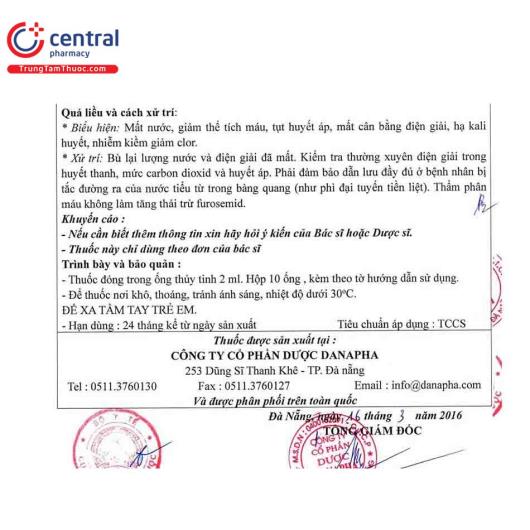 Thuốc Furosol 20mg/2ml: Cách dùng – liều dùng, lưu ý khi sử dụng