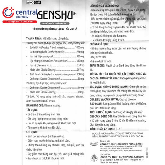 [CHÍNH HÃNG] Genshu điều trị rối loạn cương dương