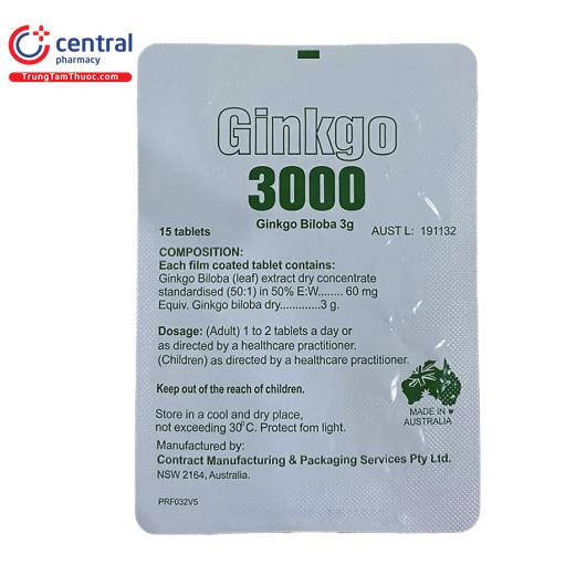 Thuốc Ginkgo 3000 tăng cường tuần hoàn não, dự phòng đột quỵ