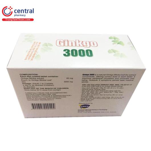 Thuốc Ginkgo 3000 tăng cường tuần hoàn não, dự phòng đột quỵ
