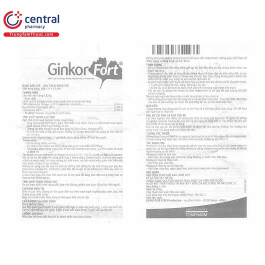 Thuốc Ginkor Fort: tác dụng, liều dùng, lưu ý khi sử dụng