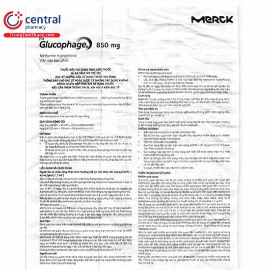 Thuốc Glucophage 850mg Merck: tác dụng, liều dùng, lưu ý