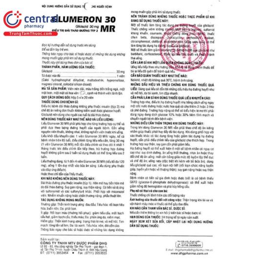 [CHÍNH HÃNG] Thuốc Glumeron 30 MR - Điều trị bệnh tiểu đường type 2