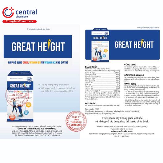[CHÍNH HÃNG] Thuốc Great Height nâng cao tầm vóc trẻ em Việt Nam